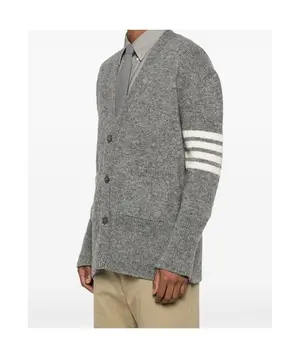 Thom Browne V-neck Cardigan With Four-bar Detail