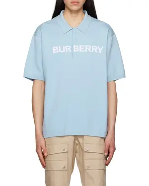 Burberry Logo Detail Wool Cotton Polo Shirt