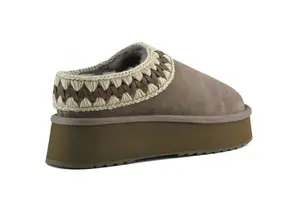 Mou Platform Slip-on Clogs With Hand-crocheted Wool - Elephant Grey