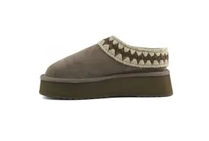 Mou Platform Slip-on Clogs With Hand-crocheted Wool - Elephant Grey