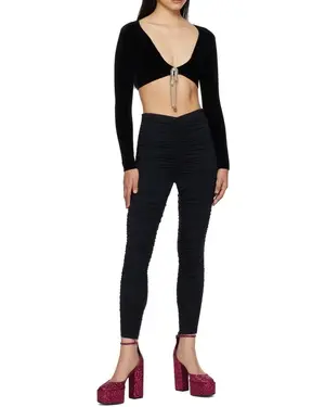 Alexander Wang Long-sleeved Cropped Cardigan With Crystal Embellishments