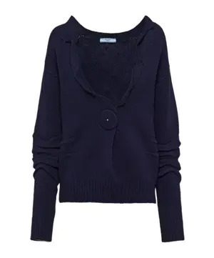 Prada V-neck Buttoned Cashmere Jumper