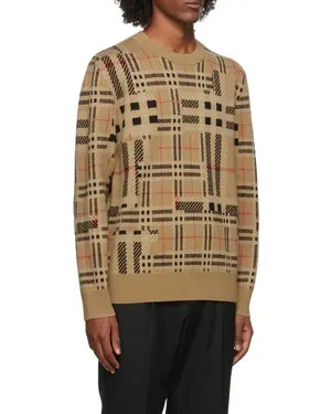 Burberry Contrast Check Cashmere Jacquard Jumper - Green