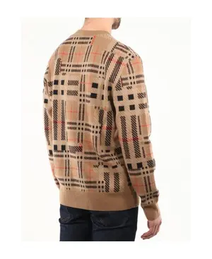 Burberry Contrast Check Cashmere Jacquard Jumper - Green
