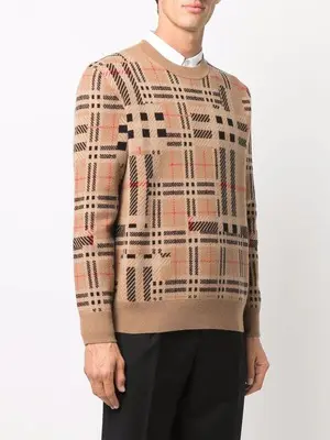 Burberry Contrast Check Cashmere Jacquard Jumper