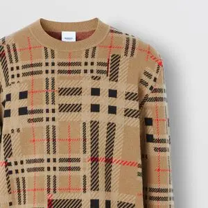 Burberry Contrast Check Cashmere Jacquard Jumper
