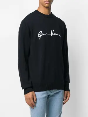 Versace Logo Embroidered Jumper