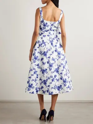 Carolina Herrera Floral Print Belted Dress - White