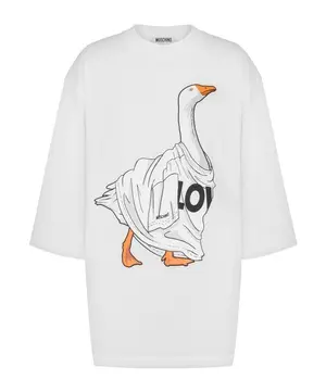 Moschino Goose Printed Oversized T-shirt - Goose White