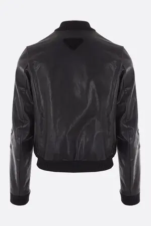 Prada Long-sleeved Zipped Leather Bomber Jacket