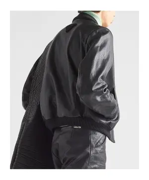 Prada Long-sleeved Zipped Leather Bomber Jacket