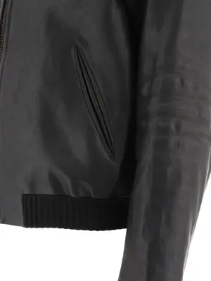 Prada Long-sleeved Zipped Leather Bomber Jacket