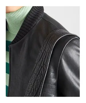 Prada Long-sleeved Zipped Leather Bomber Jacket