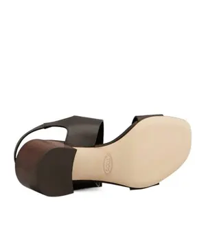 TOD'S Block Heel Slingback Sandals With Metal Detail - Black