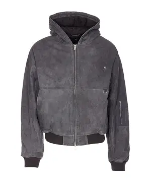 REPRESENT Washed Bomber Hooded Jacket - Black