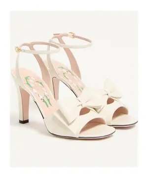 Valentino Garavani Bow Detailed Ankle-strapped Sandals - Ivory