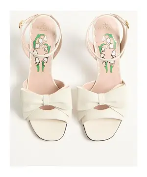 Valentino Garavani Bow Detailed Ankle-strapped Sandals - Ivory