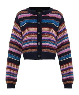 Dsquared2 Striped Button-up Crewneck Cardigan