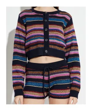 Dsquared2 Striped Button-up Crewneck Cardigan