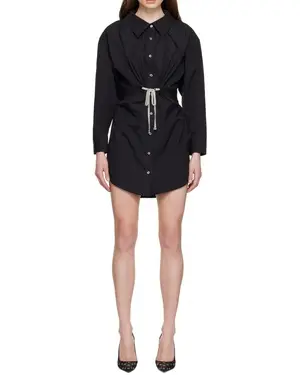 Alexander Wang Twisted Tie Detail Shirt Dress - Black