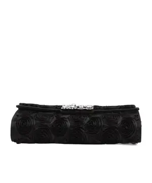ROGER VIVIER Embellished Floral Shoulder Bag - Black