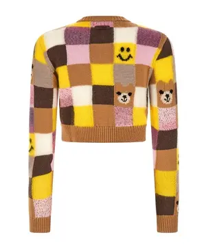 Moschino Checked Teddy & Smiley Face Long Sleeve Sweater