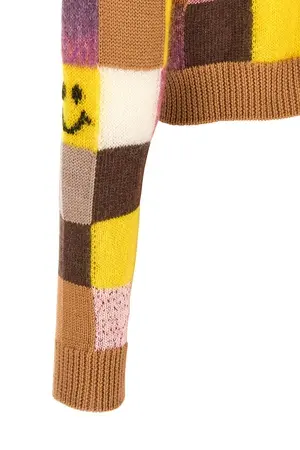 Moschino Checked Teddy & Smiley Face Long Sleeve Sweater