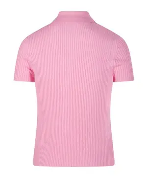 Balenciaga Short-sleeve Rib-knit Collared Top