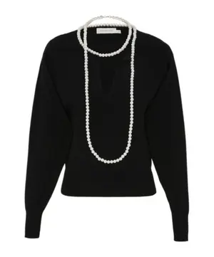 Zimmermann Wool Sweater With Detachable Pearl Necklace