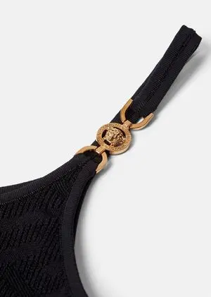 Versace Medusa Plaque Cropped Knit Top - Black