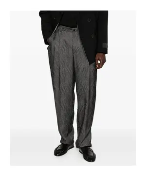 Giorgio Armani Textured Chevron Pattern Tailored Trousers