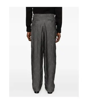 Giorgio Armani Textured Chevron Pattern Tailored Trousers