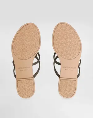 Dolce & Gabbana Leopard Print Logo Flip Flops - Multi-color