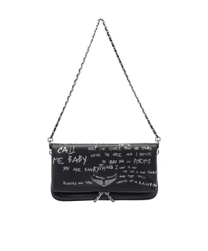 Zadig&Voltaire Graffiti Print Fold-over Shoulder Bag - Black