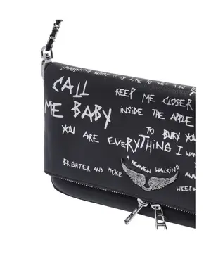 Zadig&Voltaire Graffiti Print Fold-over Shoulder Bag - Black