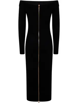 Balmain Long Knit Dress With Double Zipper