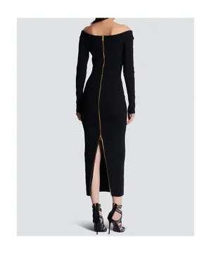 Balmain Long Knit Dress With Double Zipper