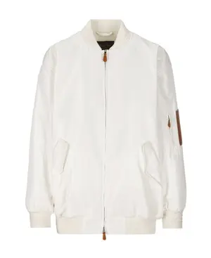 Loro Piana Zip-up Casual Jacket With Leather Trim - White