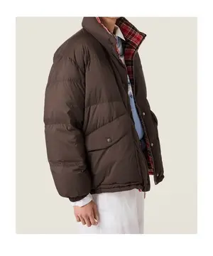 Miu Miu Zip-up Reversible Down Jacket With Stand Collar - Red/ebony