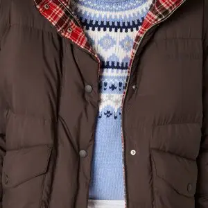 Miu Miu Zip-up Reversible Down Jacket With Stand Collar - Red/ebony