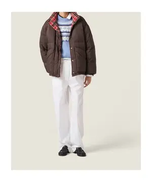 Miu Miu Zip-up Reversible Down Jacket With Stand Collar - Red/ebony