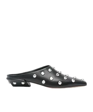 Paris Texas Embellished Square Toe Mules - Black