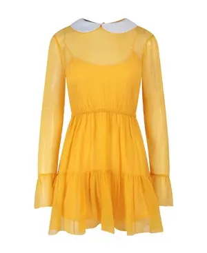 Gucci Ruffled Hem Chiffon Dress - Yellow