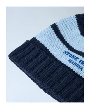 Stone Island Striped Knitted Beanie - Black