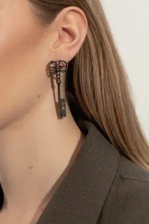 Moschino Lettering Key Drop Earrings
