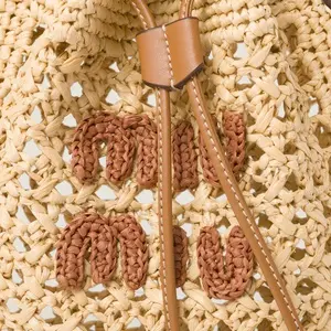 Miu Miu Woven Fabric Mini-bag With Leather Handle - Nude