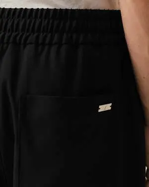 Ami Straight-leg Trousers With Logo Detail - Black