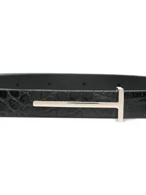 TOM FORD Crocodile Belt With Logo Buckle
