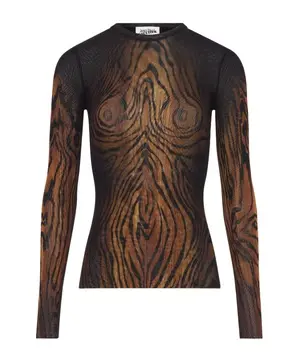 JEAN PAUL GAULTIER Wood Print Mesh Top - Black