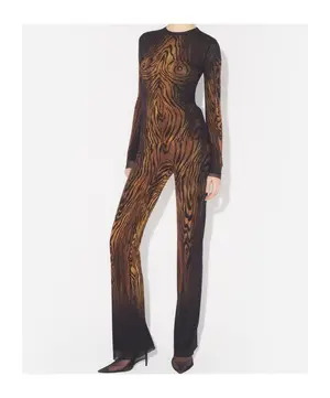 JEAN PAUL GAULTIER Wood Print Mesh Top
